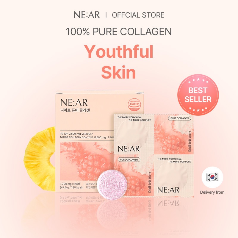 NE:AR Pure Collagen, Pineapple Flavour, Chewable Candy, 1,700mg x 28 ...