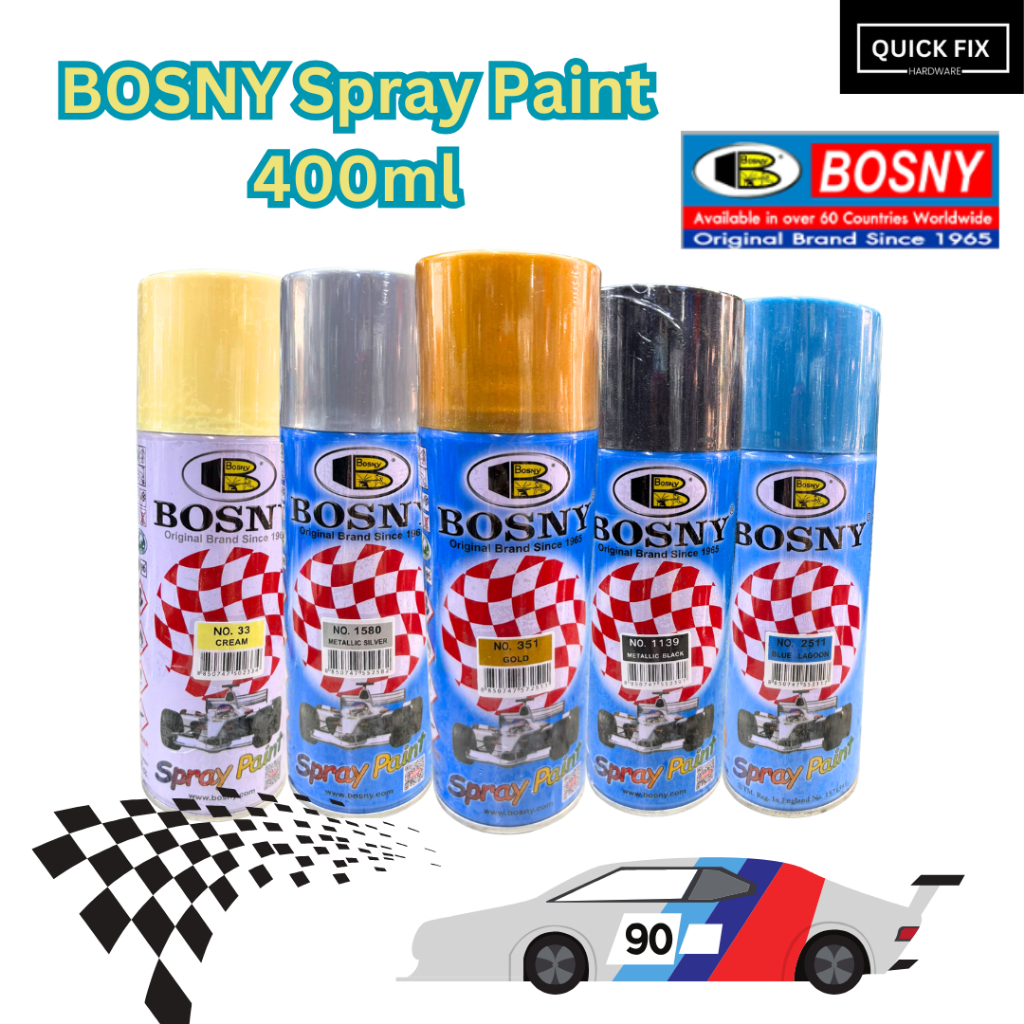 Bosny Spray Paint /Metallic Colours/Metallic Black, Silver, Blue Lagoon ...