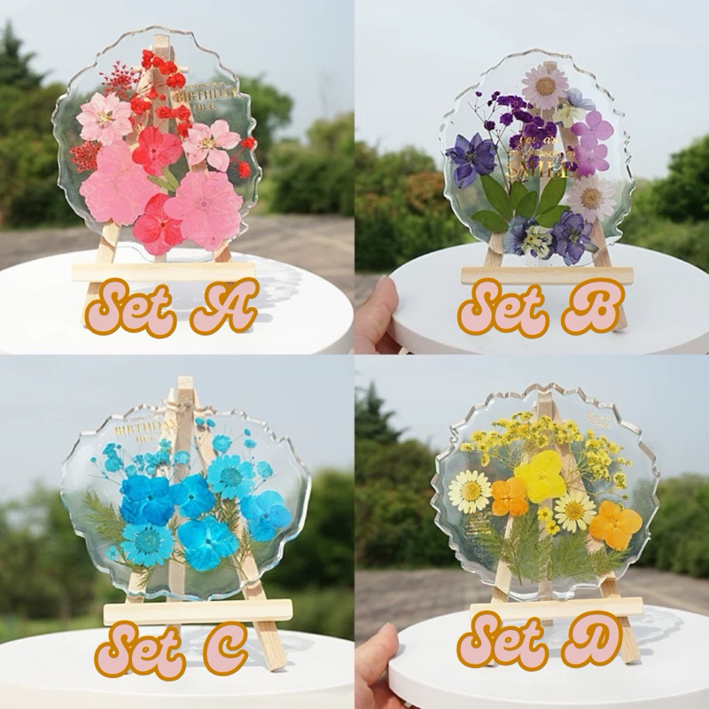 [DIY - Epoxy Resin Kit] Dried Flower DIY Coaster Set | Shopee Singapore