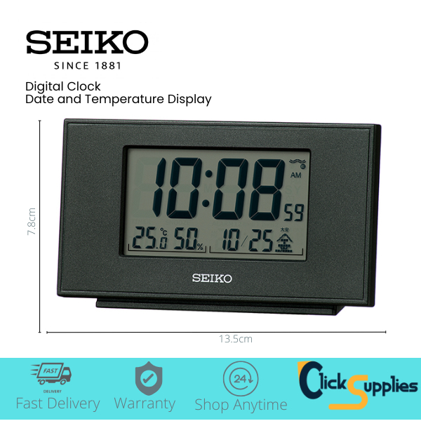 Seiko Clock Alarm Digital Clock Tabletop with Countdown Timer Date and ...