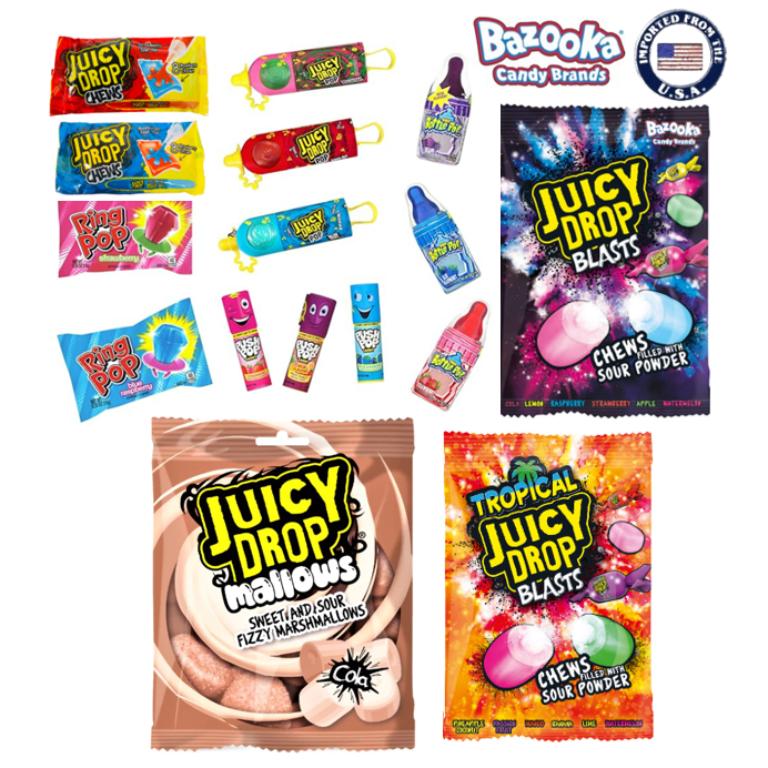 Bazooka Candy Range! Juicy Drop Chews , Ring Pop , Push Pop , Baby ...