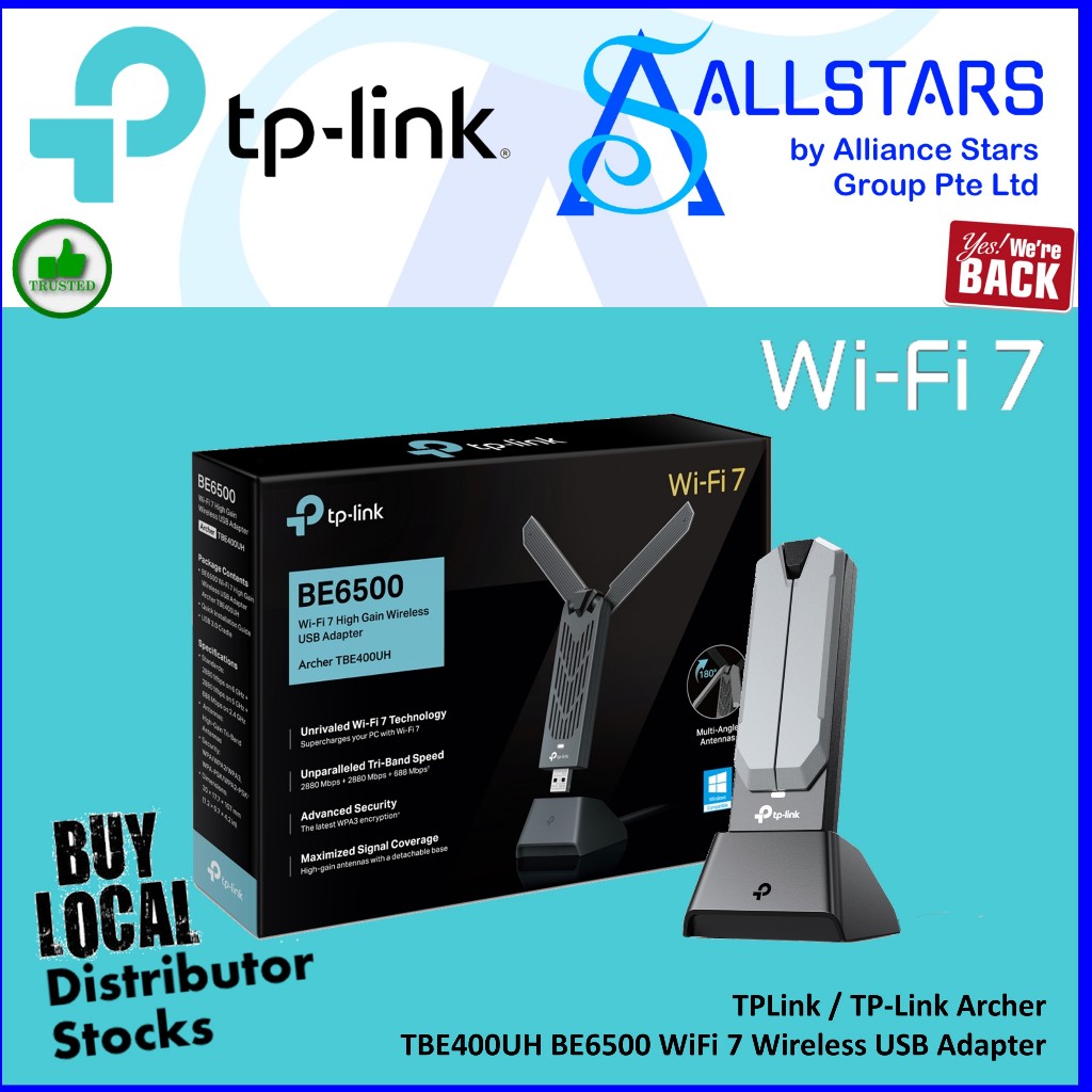 TPLink / TP-Link Archer TBE400UH BE6500 WiFi 7 High Gain Wireless USB ...