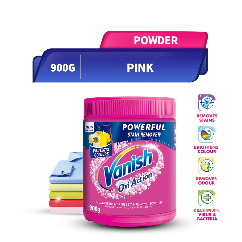 Vanish Oxi Action Detergent Powder Pink (900g) | Shopee Singapore