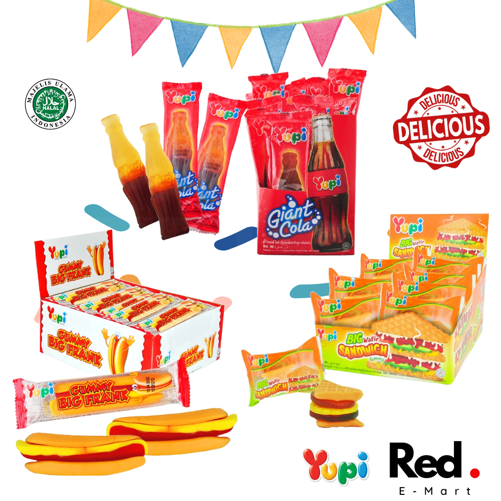 Yupi Giant Cola/Big Hotdog/Waffle Sandwich Gummy 28g Halal Children ...