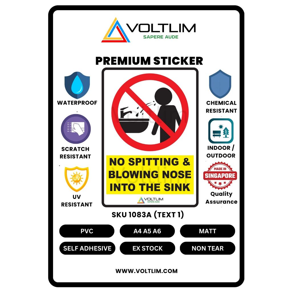 No Spitting & Blowing Nose Into The Sink Prohibition Symbol Stop Sign ...