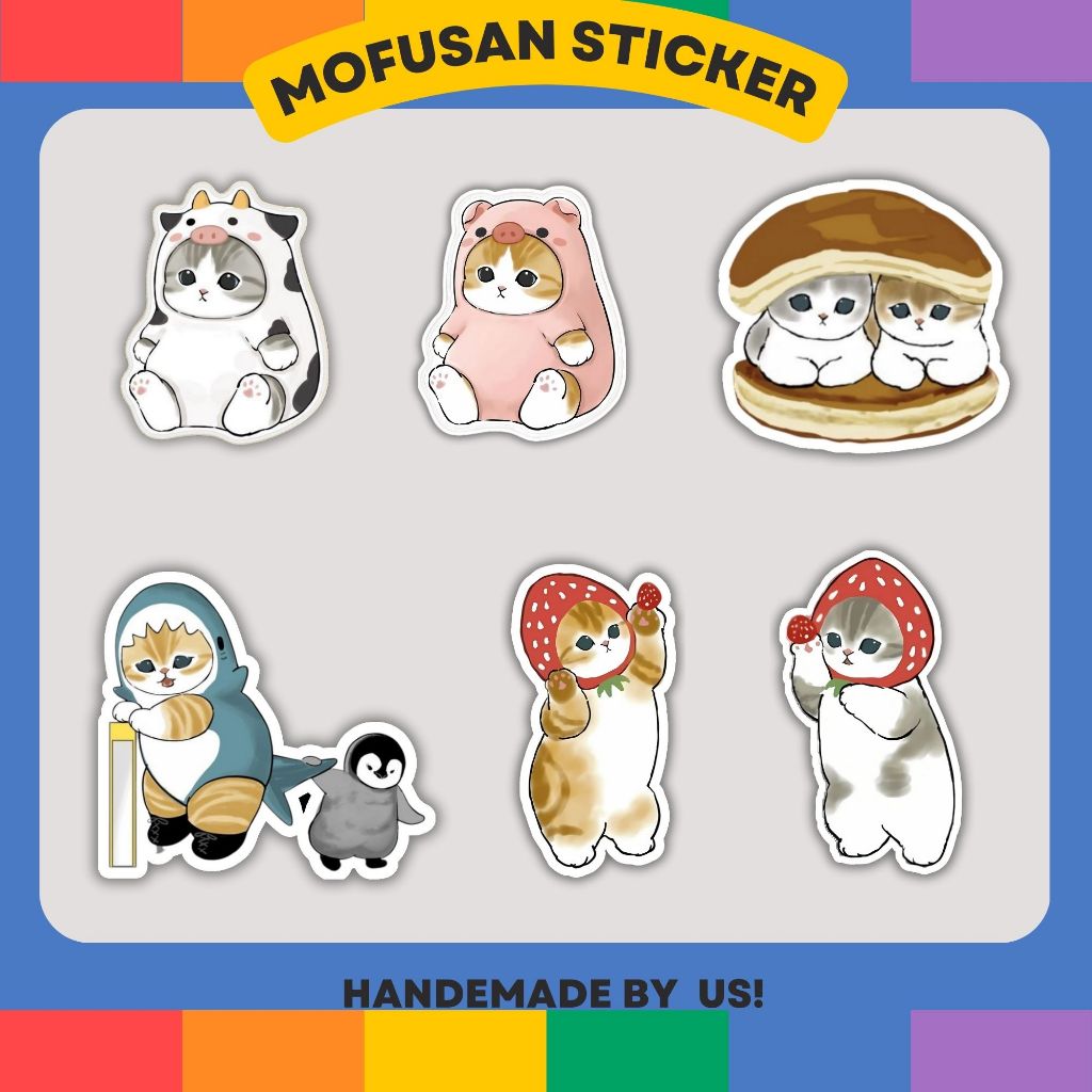 SG Seller | 6pcs Cartoon Cat Mofusan Stickers | Cute Cat | Mofusand ...