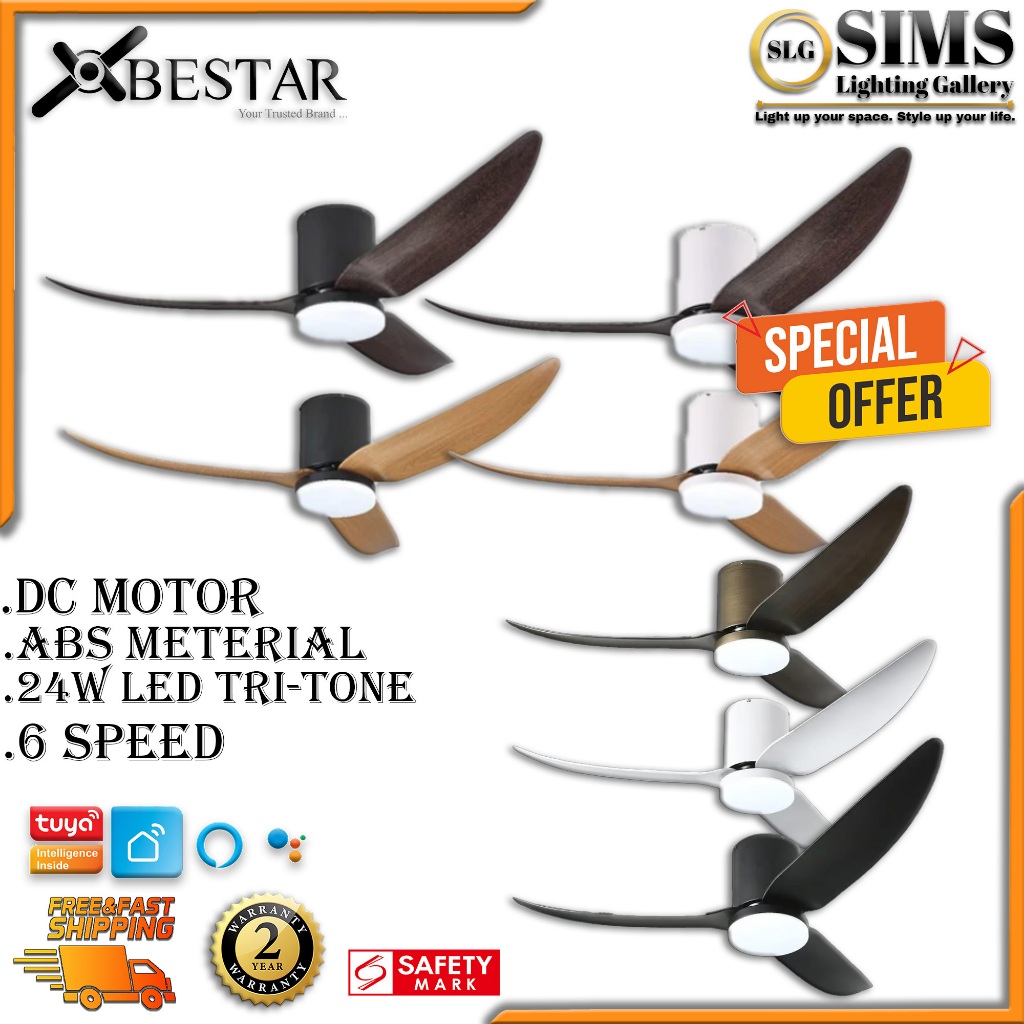 BESTAR VITO-3 DC Motor 3 Blade 40"/50" Inch WiFi SMART Ceiling Fan 24W ...