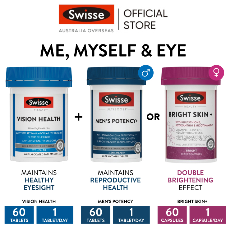 Swisse Double Boost Combo (Men's Potency + Vision Health) Double Bright ...