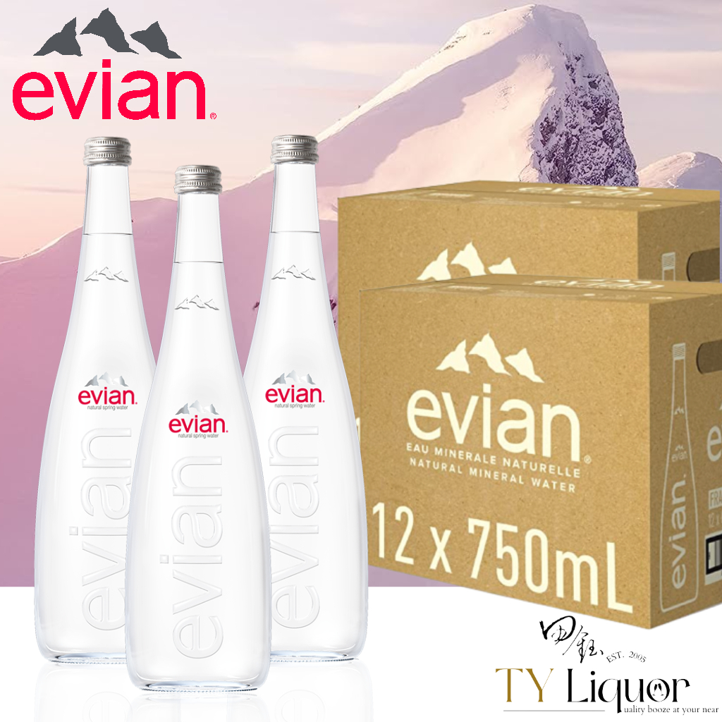 Evian Natural Mineral Water (Glass), 24 Bottles x 750ml (BBD: Aug 2026) | Shopee Singapore