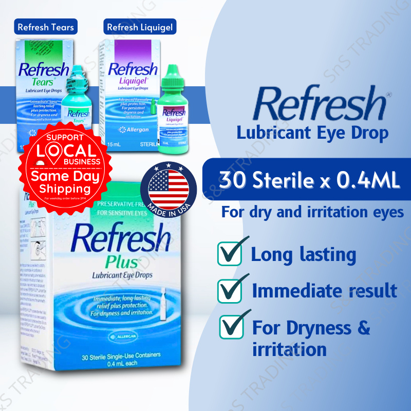 (Made In USA | EXPIRY 2026)Allergan Refresh Plus Eye Drops (30s ...