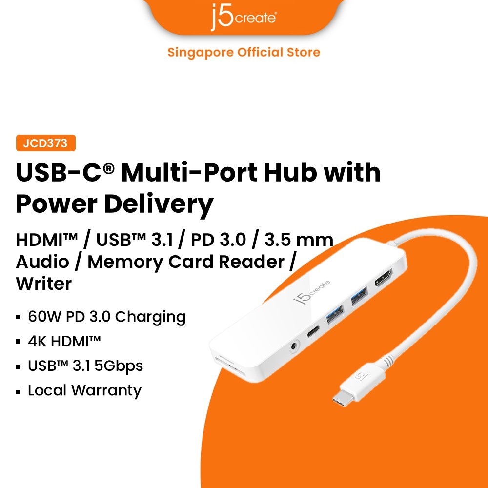 J5CREATE JCD373 USB-C Multi-Port HUB | Shopee Singapore