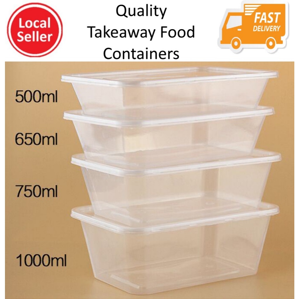 [SG STOCK] Disposable Rectangular Plastic Container Food tub with lid ...