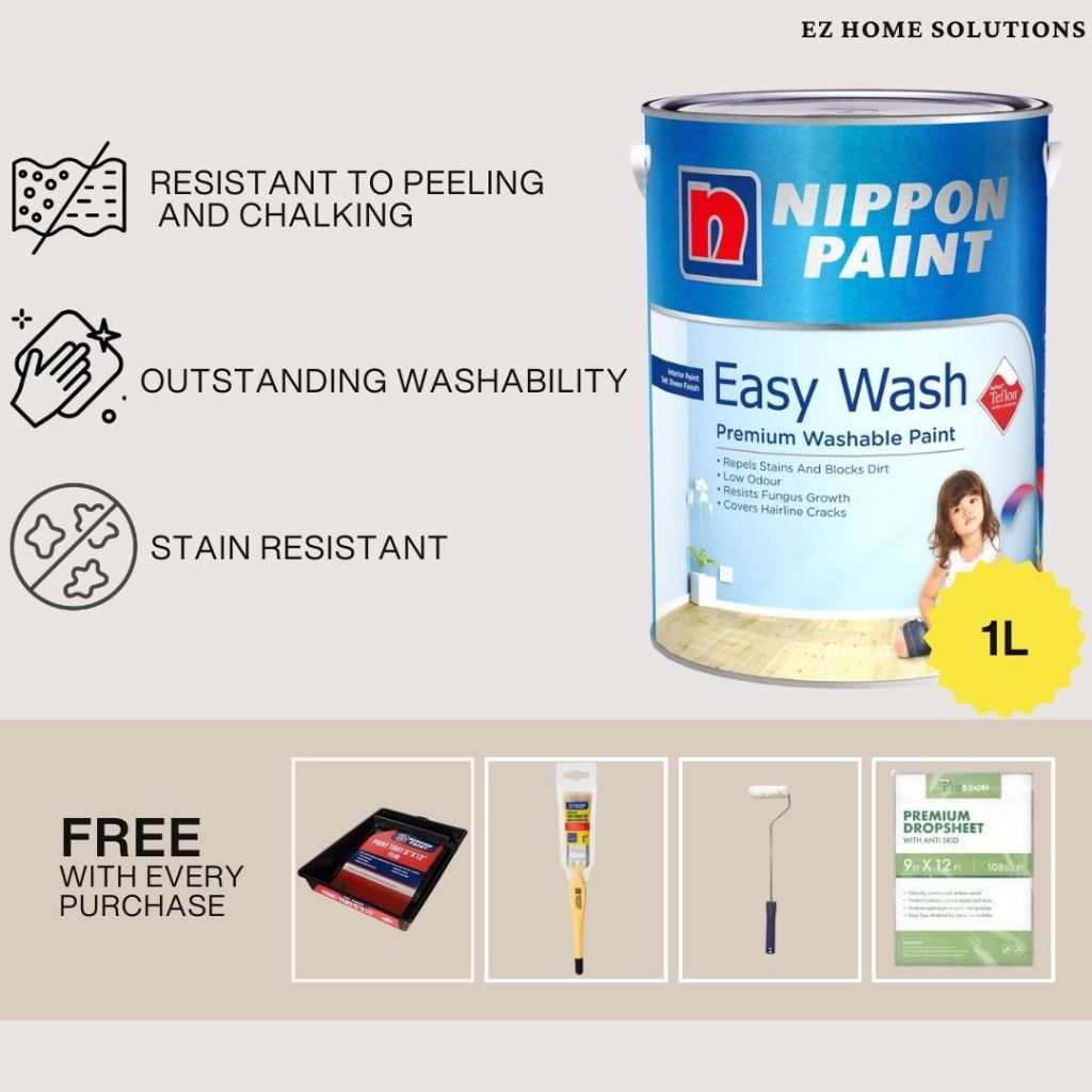 [ FREE PAINTING KIT ] Nippon EasyWash Paint: Washable Interior Wall ...