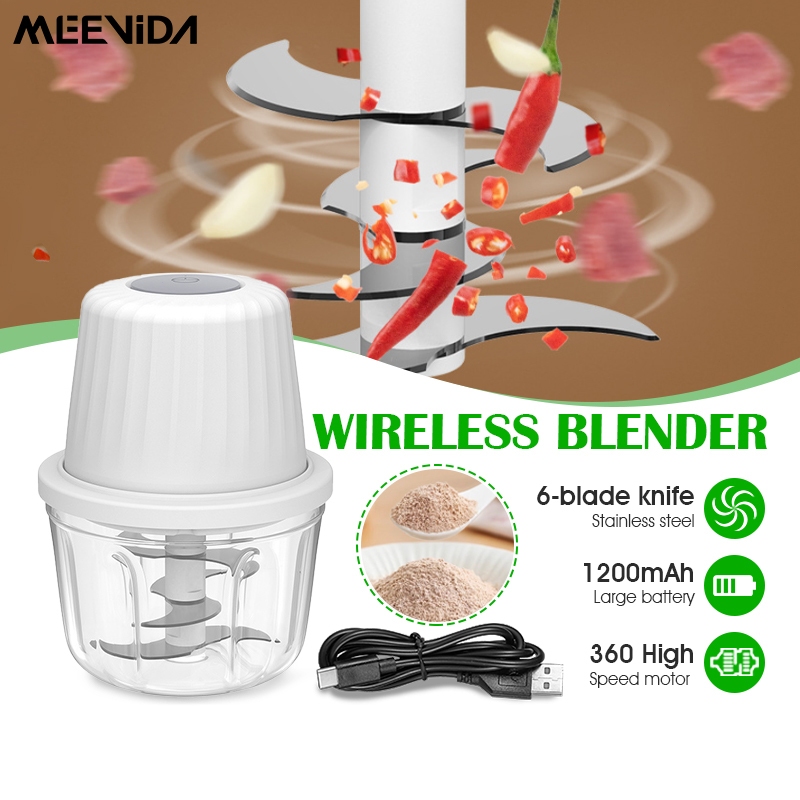 MEEVIDA Electric Food Processor 6 Blades Powerful Meat Grinder Blender ...