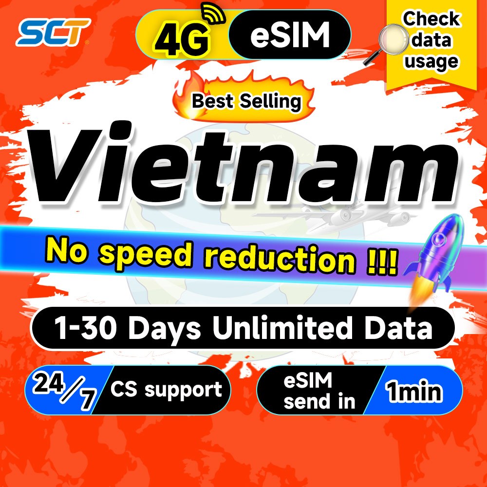 SCT Vietnam eSIM 1-30 Days Daily 500MB-3GB Unlimited 4G Data eSIM Vietnam SIM Card eSIM send in ...