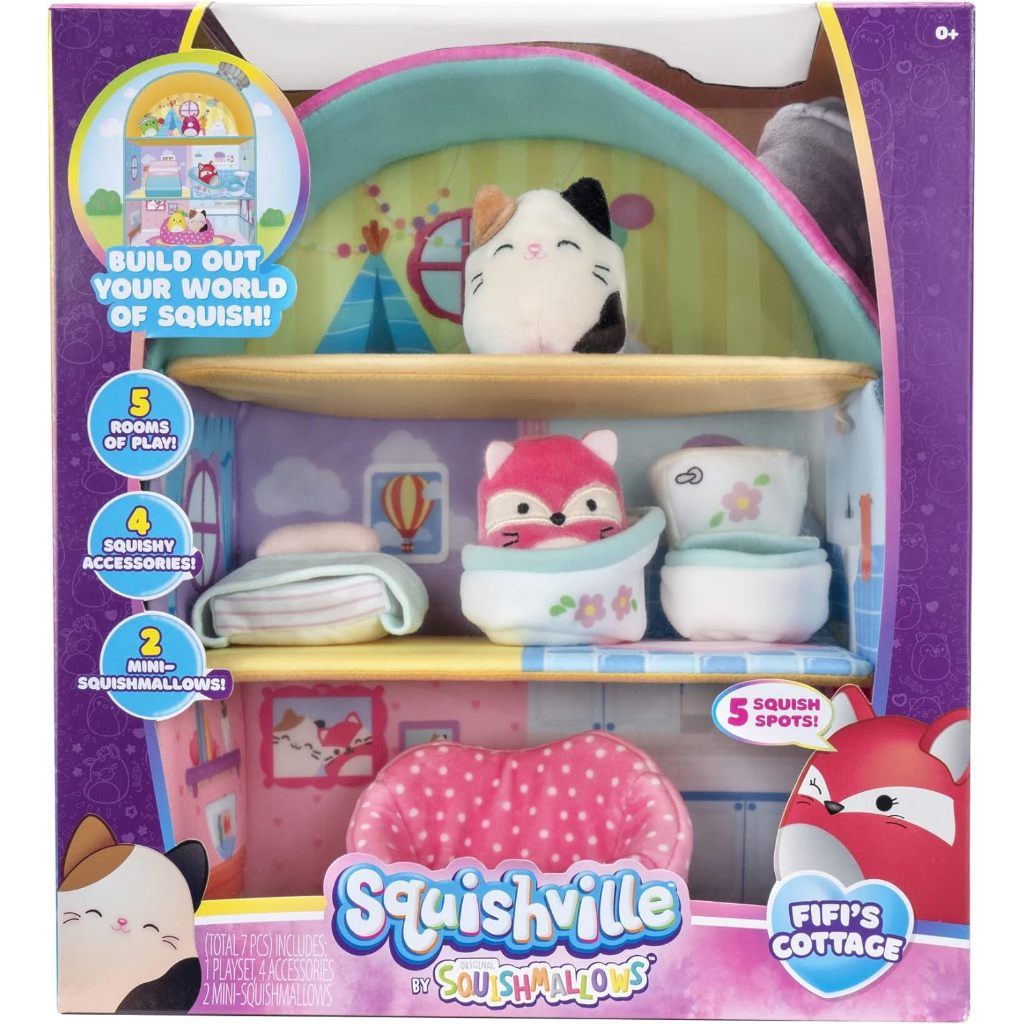 Squishville by Squishmallow Fifi’s Cottage Townhouse, 2” Blair and Fifi ...