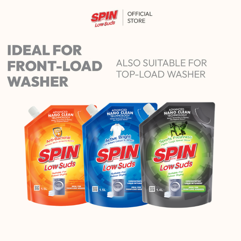 SPINmatic Low Suds Laundry Liquid Detergent 1.4L/1.5L Refill | Shopee ...