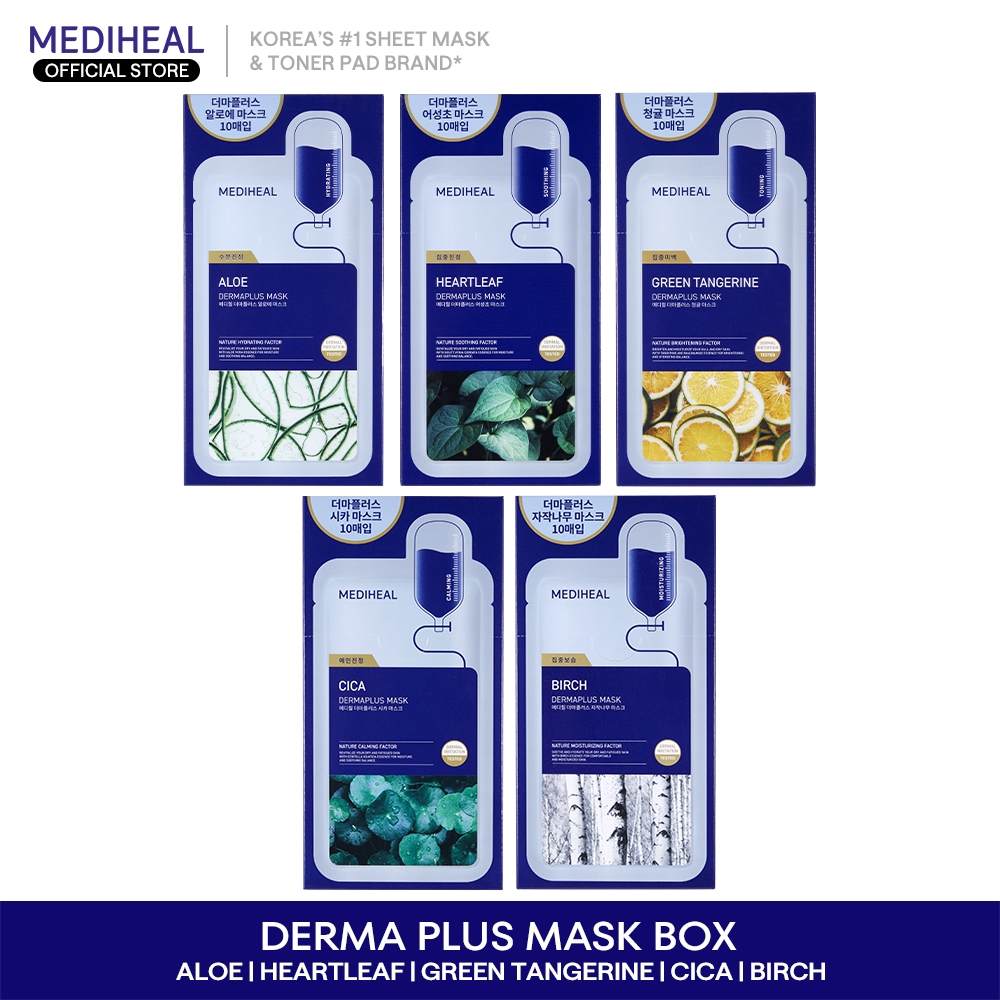 Mediheal Derma Plus Mask BOX, 10 sheets [Cica | Heartleaf | Aloe ...