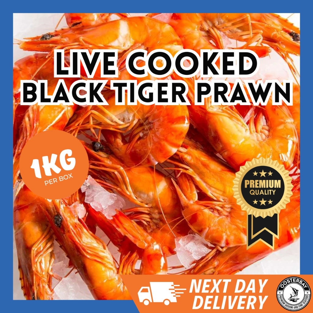 【OOSTERBAY】Live Cooked Black Tiger Prawn Shell On 16-20pc (1kg ...