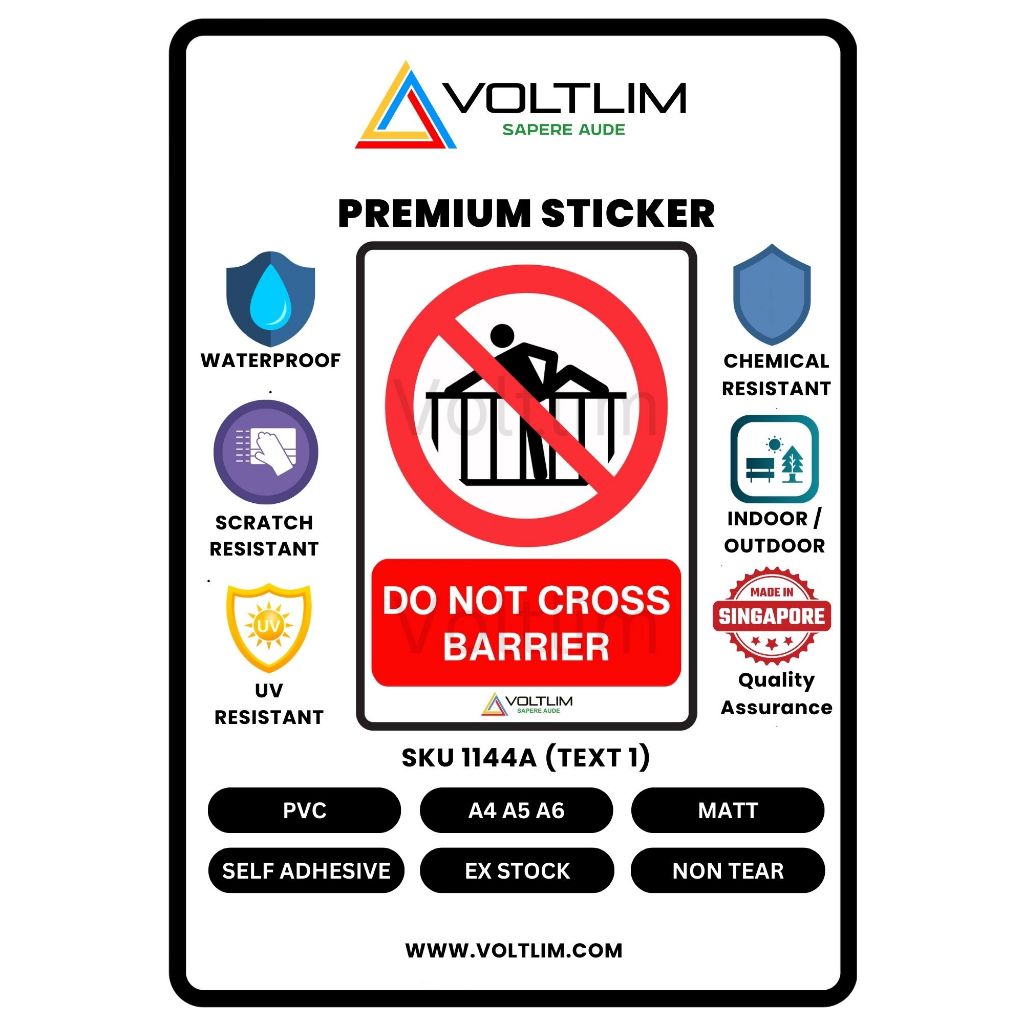 Do Not Cross Barrier Prohibition Symbol Stop Sign Label Sticker Voltlim ...
