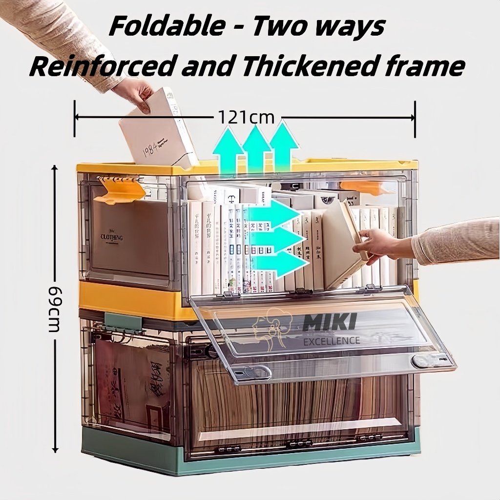 SGLOBFY Folding Storage Box Height 3-Sided Open Storage Box Stackable ...