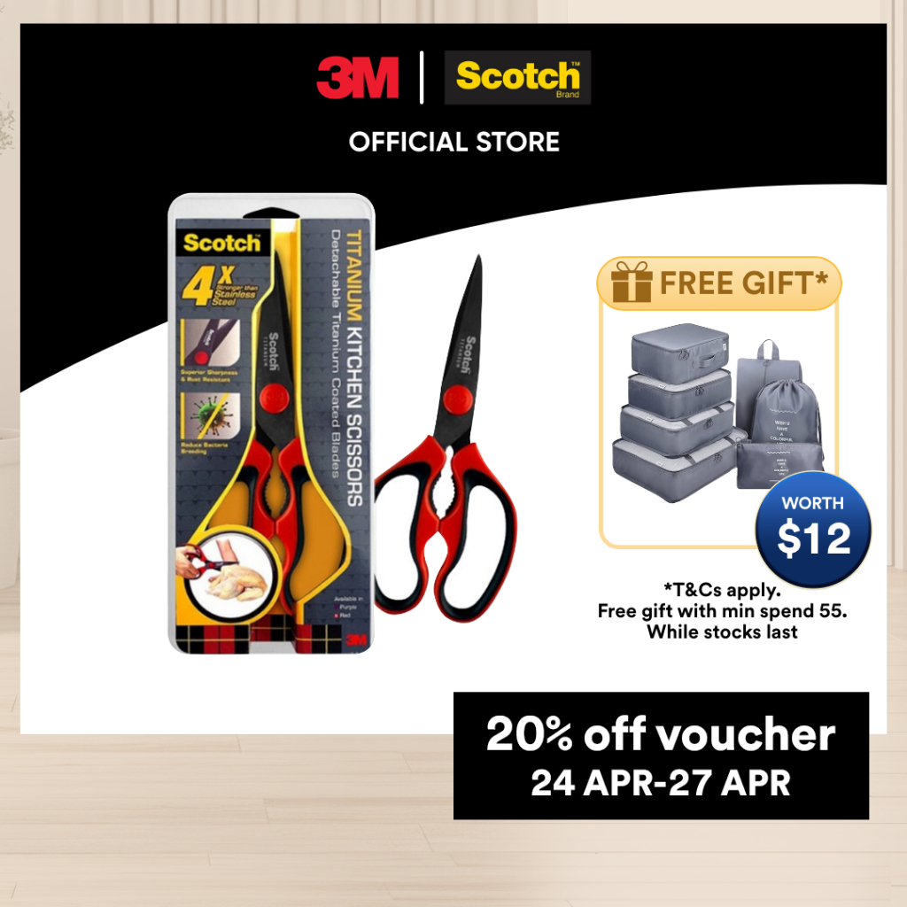 3M™ Scotch™ Titanium Kitchen Scissors, Detachable, 1 pc/pack, Red ...