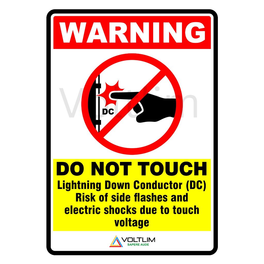 Lightning Protection System (LPS) Warning Sign Do Not Touch Sticker A4 ...