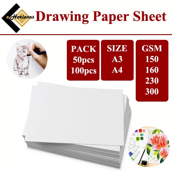 A4/A3 150/230/300gsm White Drawing Paper Sheet Art&Craft Paper ...