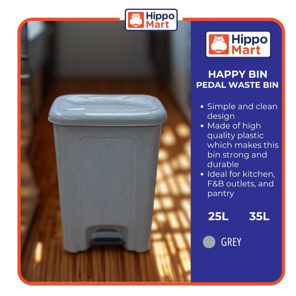 HAPPY BIN | Dustbin | Pedal Waste Bin | 25L, 35L | Waste Bin | Kitchen ...