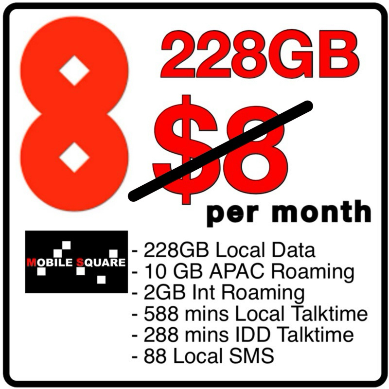 Eight Telecom $8 Plan (228GB) Renewal 30 Days !! NOT MAIN BALANCE ...