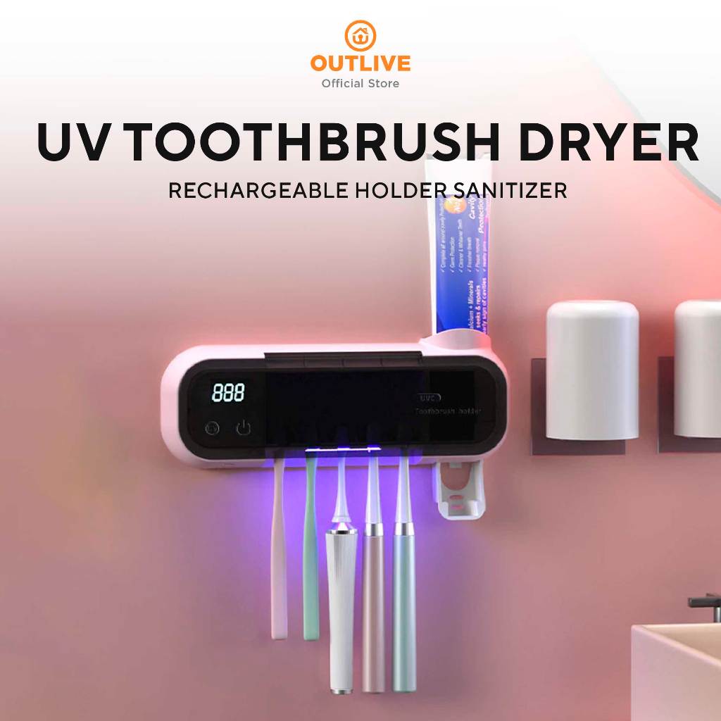 (SG STOCK) UV Toothbrush Dryer Holder Sanitizer Solar Powered ...