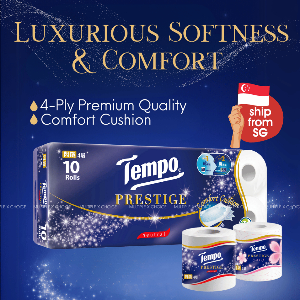 Tempo Toilet Paper - Prestige Comfort Cushion (10 Rolls) | Shopee Singapore