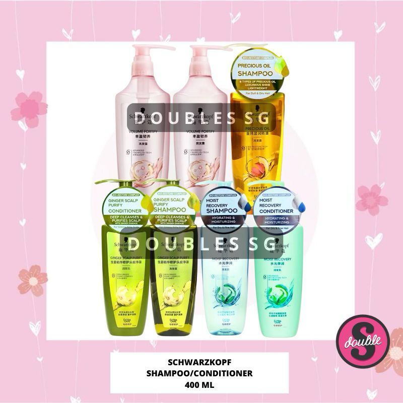 Schwarzkopf Extra Care Shampoo/conditioner 400ml Moist Recovery/Ginger ...