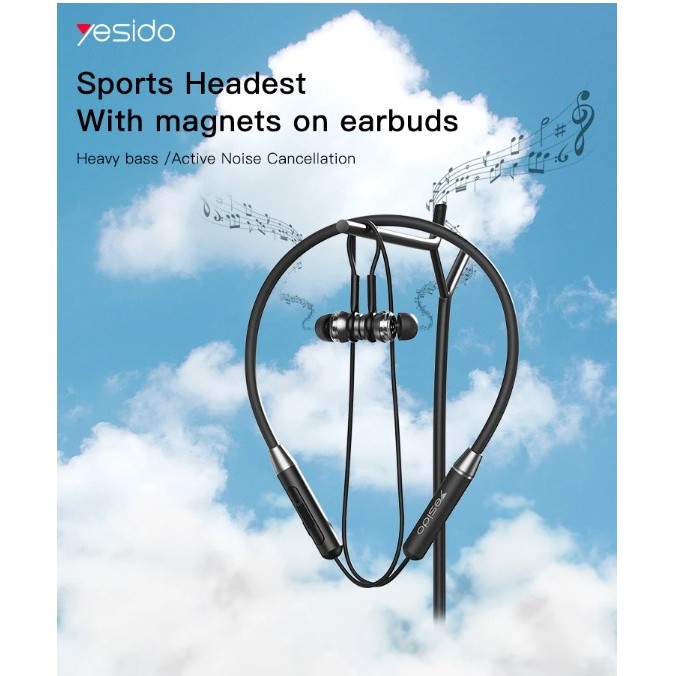 Yesido YSP10 Wireless Earphone 10 Meter Range Charging Time 3-4 Hours Wireless Neckband | Shopee ...