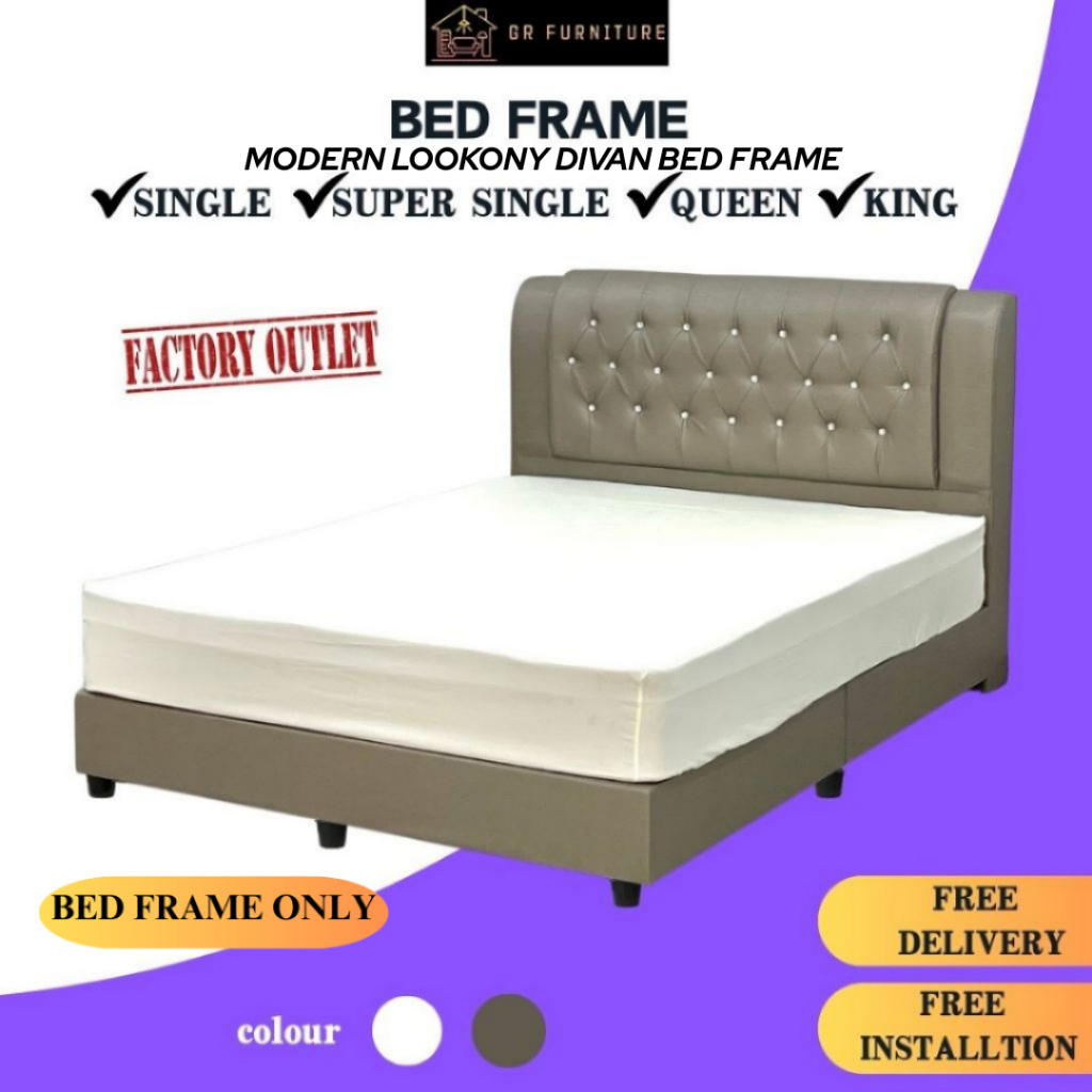 GR Furniture Modern Lookony Leather Divan Bed Frame Only In 4 Sizes ...