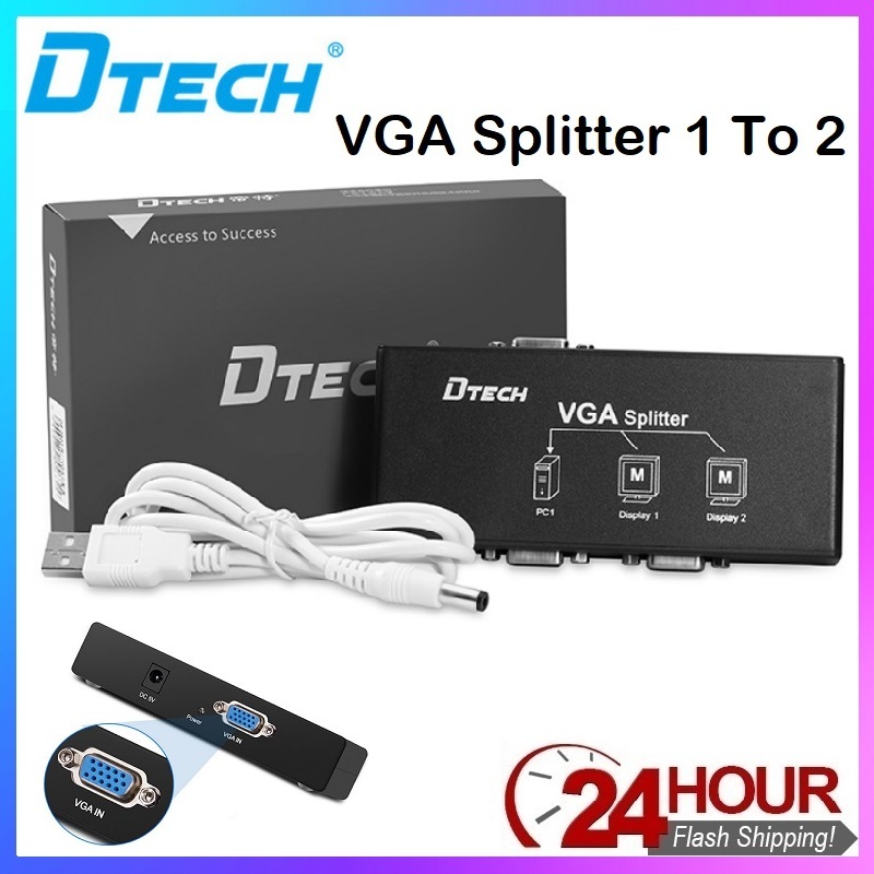 Dtech Vga Splitter 1 To 2 Video Distribution Box DF2502 1 PC to 2 ...