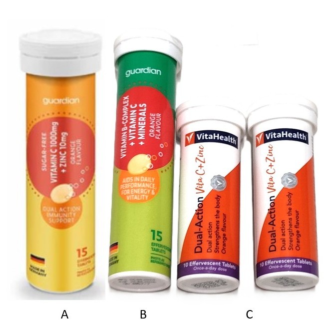 Guardian Vitamin C Sugar free 1000Mg + Zinc 10Mg Effervescent orange 15 ...