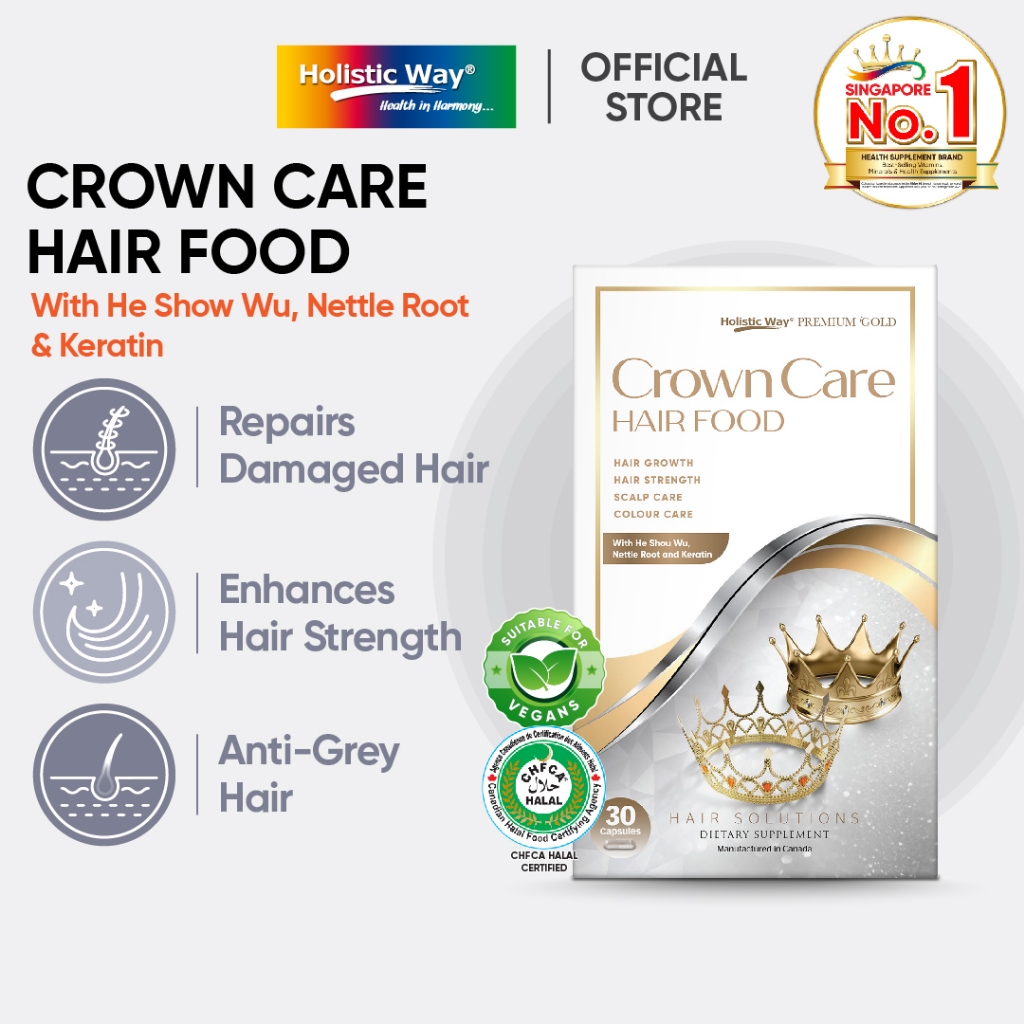 Holistic Way Premium Gold Crown Care Hair Food - Halal | Vegan (30 ...