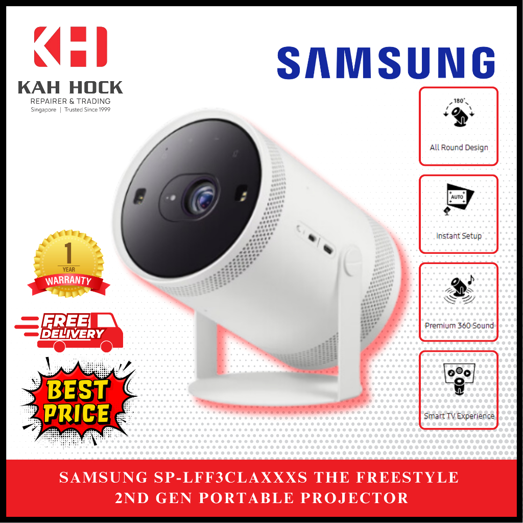 SAMSUNG SP-LFF3CLAXXXS THE FREESTYLE 2NG GEN SMART LASER PROJECTOR - 1 ...