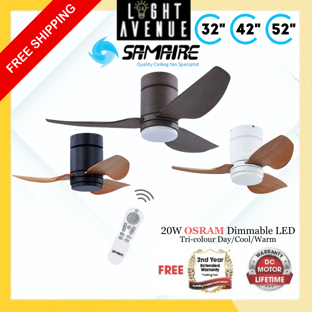 SAMAIRE Ceiling Fan 32" / 42" / 52" 3 Blades HUGGER DC Ceiling Fan ...