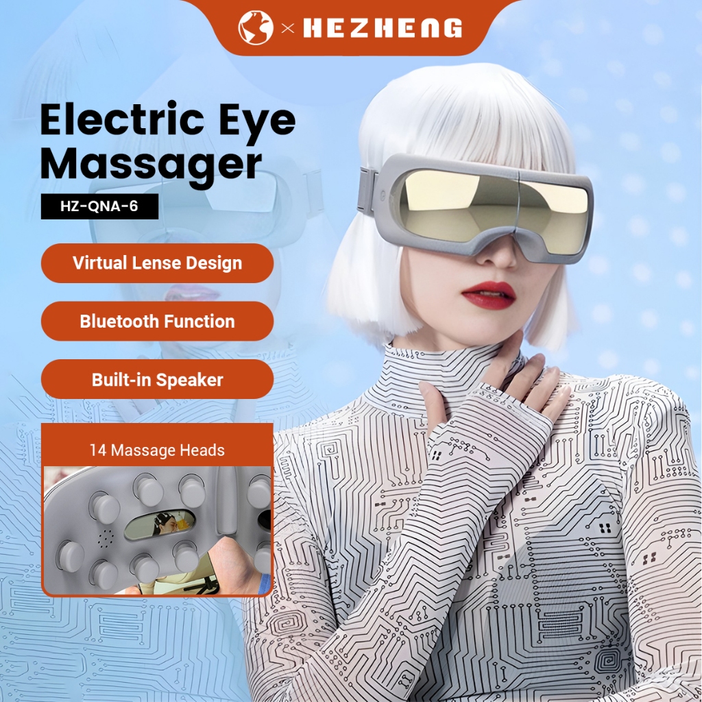 HEZHENG Electric Eye Massager 14 Heads, Foldable, Bluetooth, Speaker ...