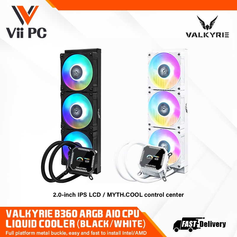 VALKYRIE B360 BLACK OR WHITE ARGB 360mm Liquid CPU Cooler SUPPORT AMD ...