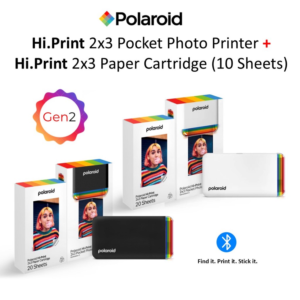 Polaroid Hi-Print *2nd Generation 2x3 Pocket Photo Printer STARTER KIT ...