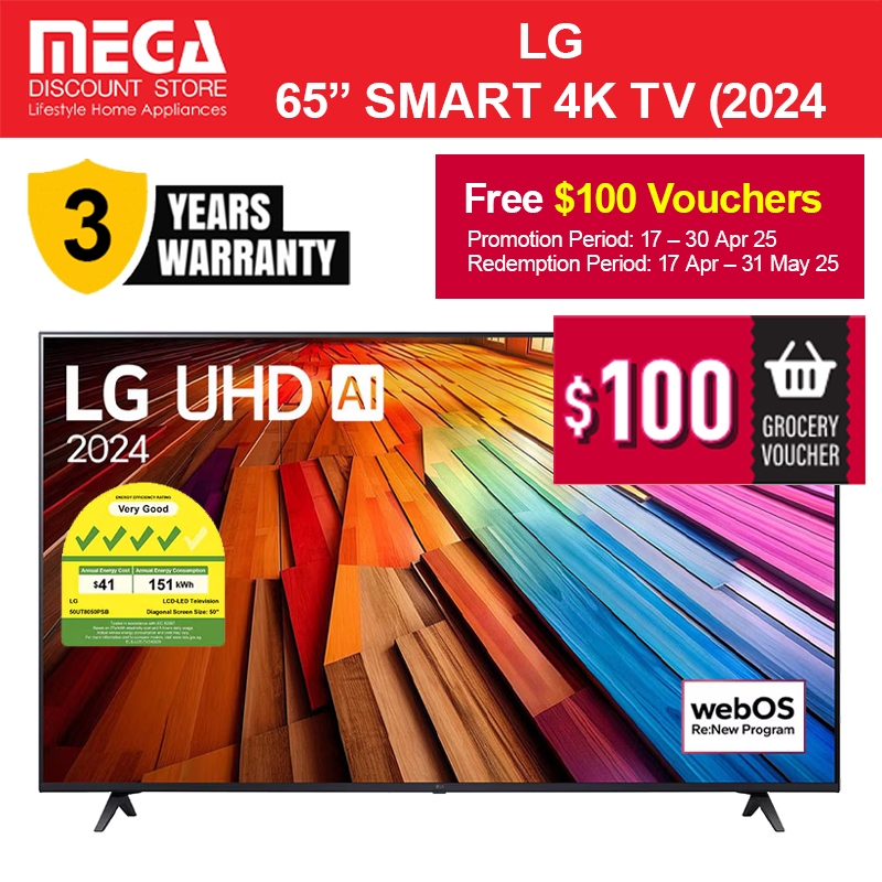 LG 65UT8050PSB 65" UHD 4K UT80 SMART TV / Free $100 Grocery Vouchers ...