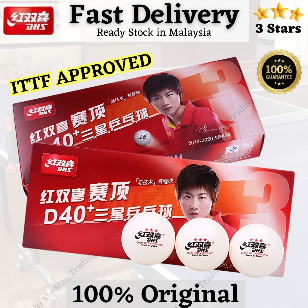 Original 3-Stars DHS D40+ Table Tennis Balls - (10 pieces White Ping ...