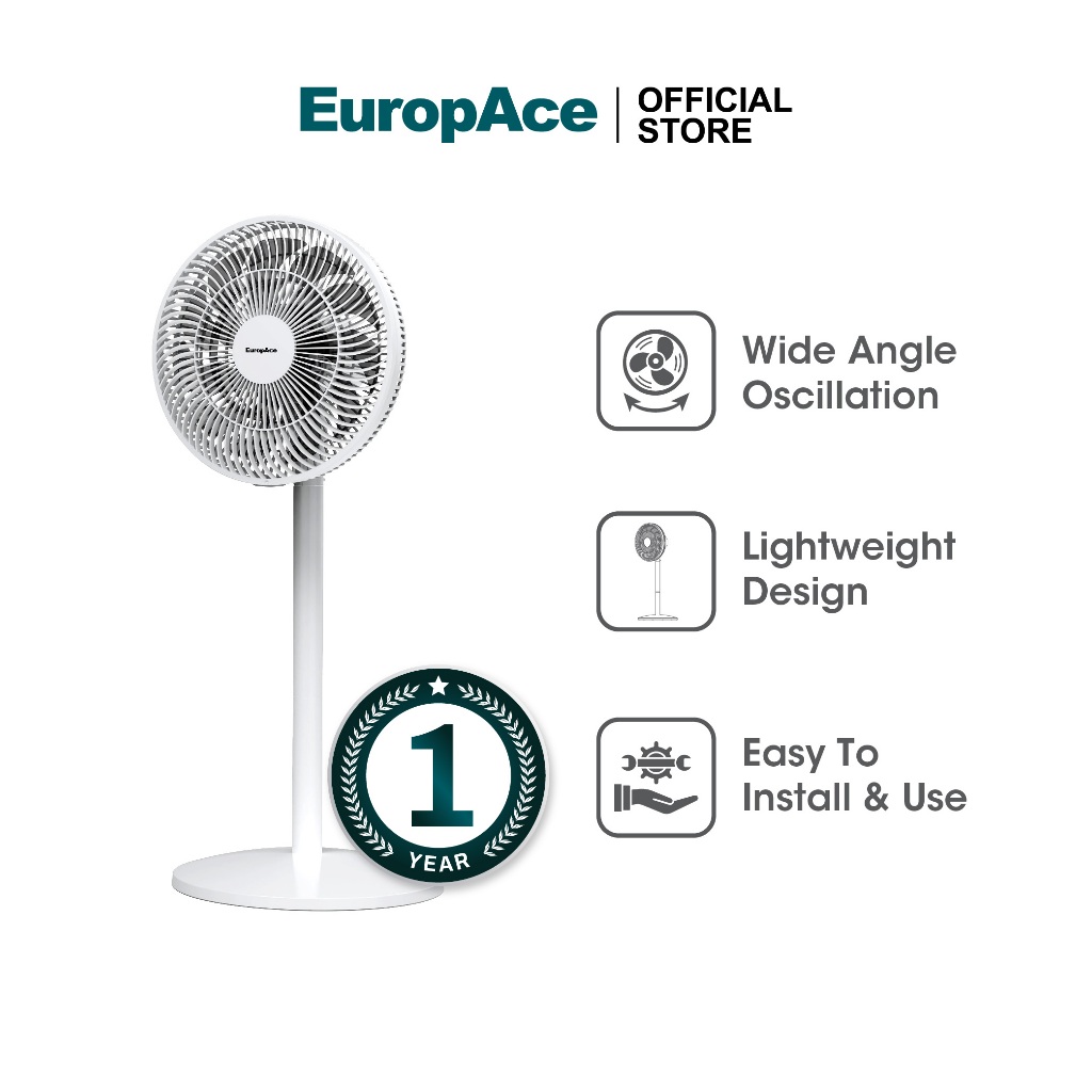 EuropAce 12" High Velocity Stand Fan | ELF3123D or ELF3124D | Wide ...