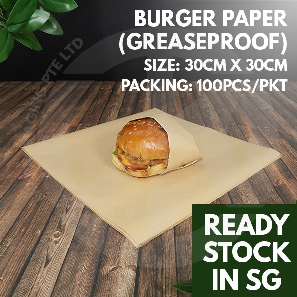 Kraft Burger Paper 30cm X 30cm (100pcs) / Greaseproof Paper / Burger ...