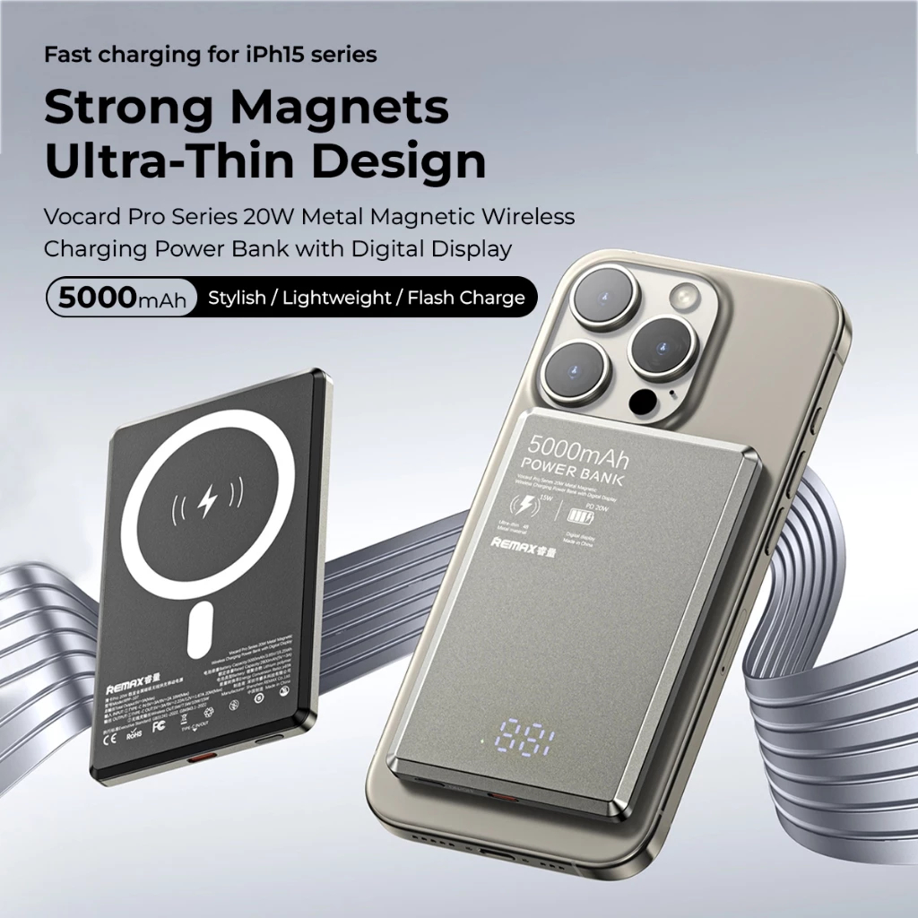 [3CCC] REMAX 20W RPP-107/109 10000mAh Metal Magnetic Wireless Power ...