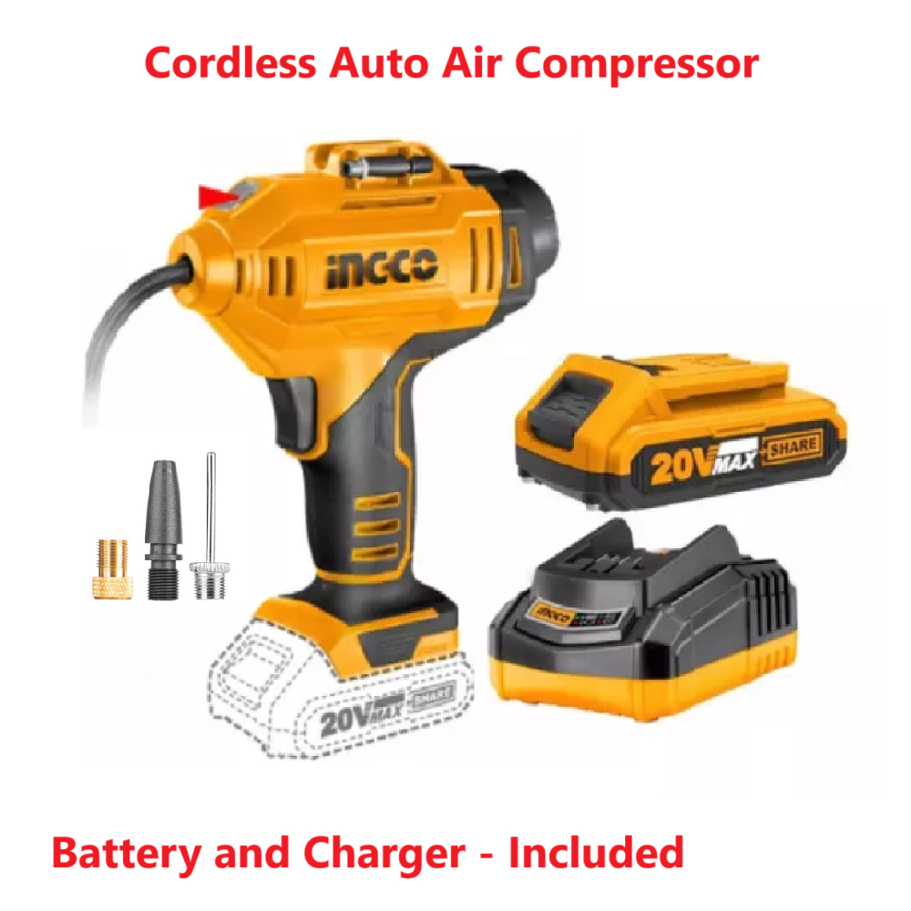 Ingco CACLI2018 20V Lithium-ion 150 PSI/10 Bar Cordless Auto Air ...