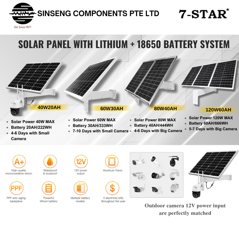 7-STAR* VS-SP40W-120W Solar Panel with Built in Lithium Battery DC12V ...